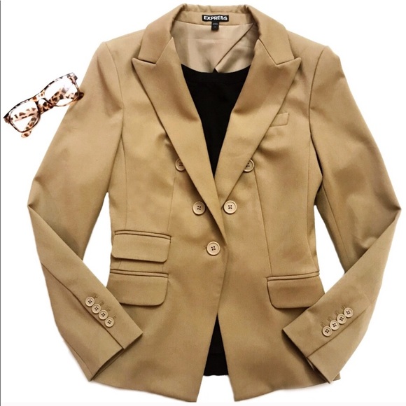 Express | Jackets & Coats | Double Breasted Tan Blazer | Poshmark